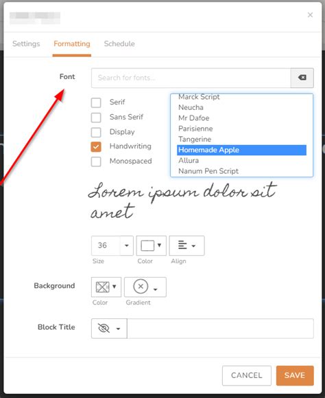 scheduled text audio alert weather on calendars font selector widget