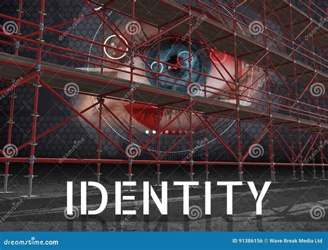 Identity Text With 3d Scaffolding And Eye Interface Stock Illustration