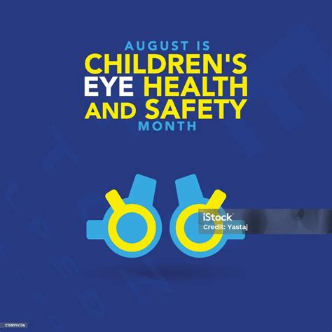 8월은 어린이 눈 건강과 안전의 달입니다 휴일 컨셉 배경 배너 카드 텍스트 비문이 있는 포스터에 대한 템플릿입니다 벡터 Eps10 그림입니다 어린이의 시력에 대한 인식 제고