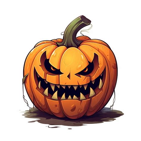Premium Ai Image Cartoon Halloween Pumpkin With Sharp Teeth And Sharp Teeth Generative Ai