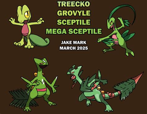Treecko Grovyle Sceptile And Mega Sceptile By Drawingjakem On Deviantart