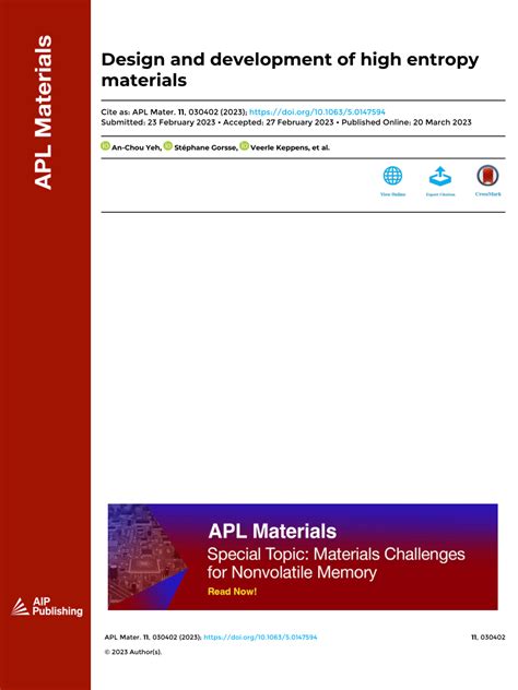 Pdf Design And Development Of High Entropy Materials
