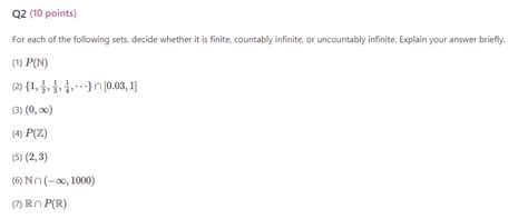 Solved Q2 (10 ﻿points)For each of the following sets, decide | Chegg.com