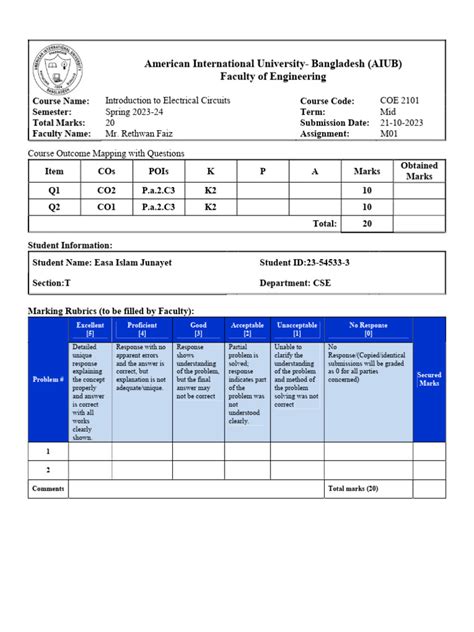 Introducton Of Circuit Assignment Pdf Electrical Network Computer