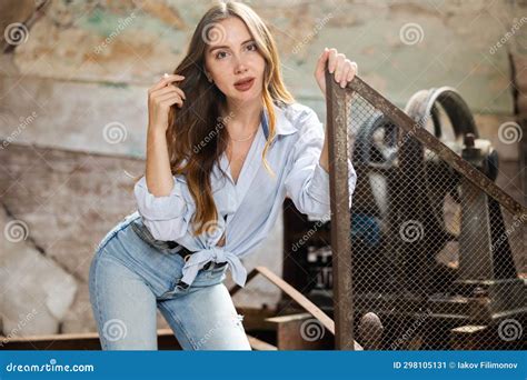 Sensual Woman Posing In Abandoned Factory Stock Image Image Of Lady