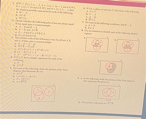 Solved 1 If W {0 1 2 3 …} A {x∣x 2n 1 And N∈w} B {x∣x 2n