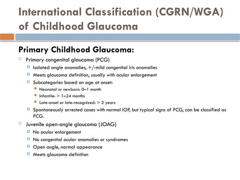 Classification Of Glaucoma Including Paediatric Glaucomapptx