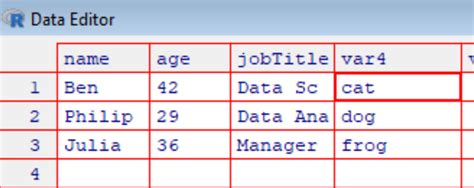 R Manually Entering Data Analytics All