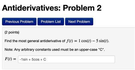 Solved Antiderivatives Problem 2 Previous Problem Problem