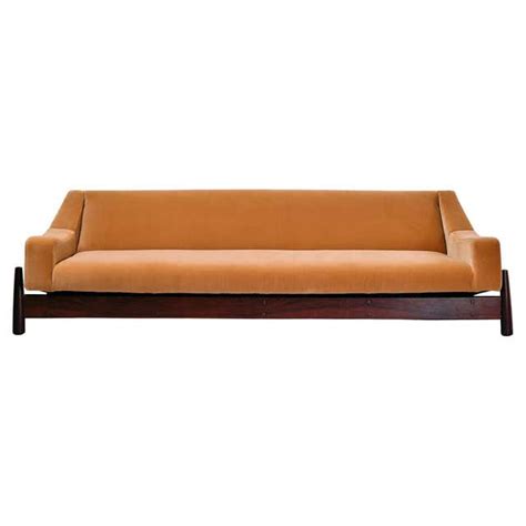 Imbuia Wood Sofa By Móveis Cimo 1960s Brazil Dedar Milano Fabric For
