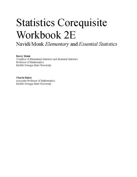 Statistics Midterm Formula Statistics Corequisite Workbook 2e Navidi Monk Elementary And