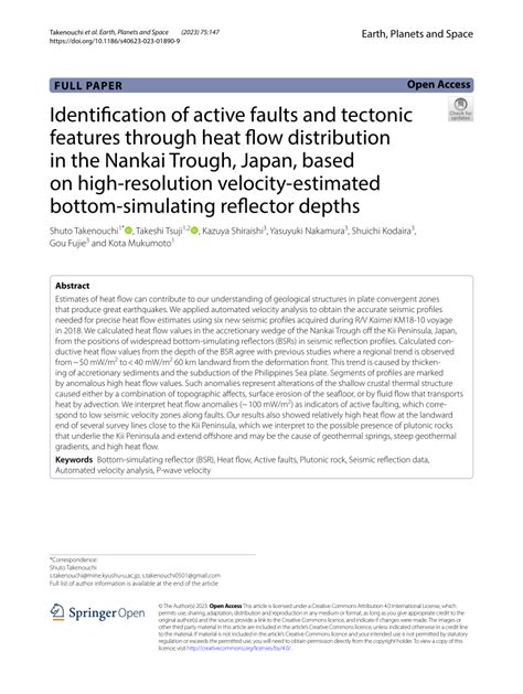 Pdf Identification Of Active Faults And Tectonic Features Through