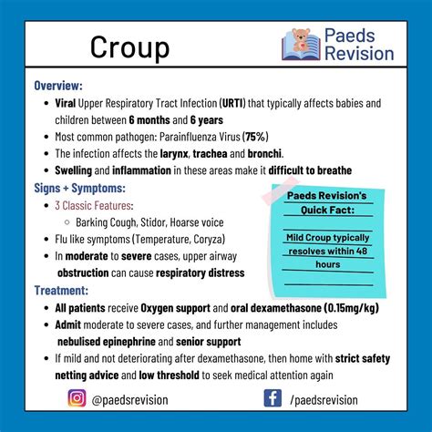 Paeds Revision Summary Croup Is A Viral Infection That