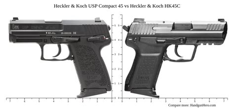 Heckler And Koch Usp Compact 45 Vs Heckler And Koch Hk45c Size Comparison