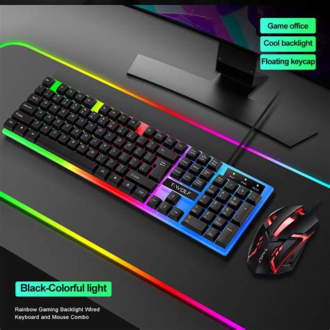 Backlit Computer Desktop Wired Gaming Keyboard Mou Vicedeal
