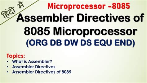 assembler directives of 8085 microprocessor hindi 8085 assembler