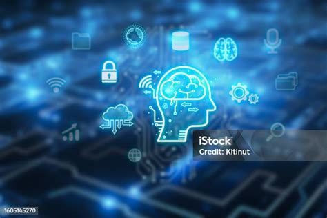Ai 아이콘 인공 지능의 디지털 화면빅 데이터 과학 혁신 기술 클라우드 컴퓨팅 미래 인터넷 네트워크 통신 개념 0명에 대한 스톡