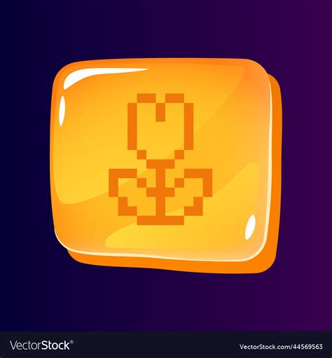 Flower Glossy Ui Button With Pixelated Icon Vector Image