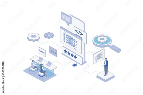App Development Isometric Concept In Outline Isometry Design For Web