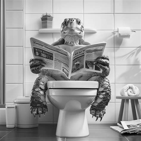 Turtle On Toilet Ai Generated Stock Illustration Illustration Of