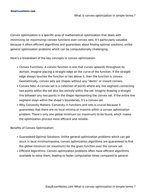 What Is Convex Optimization In Simple Terms Pdf Machine Learning
