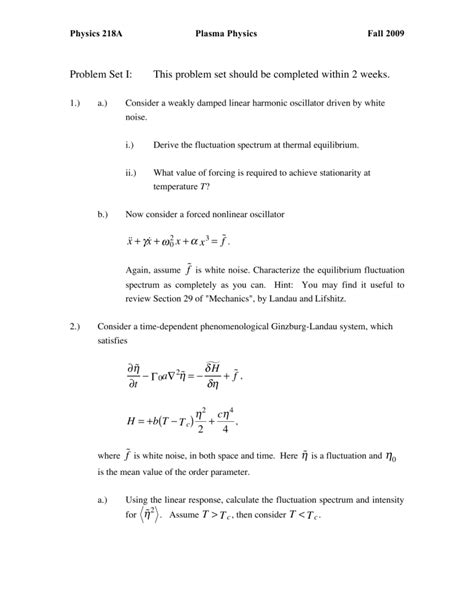 Problem Set I