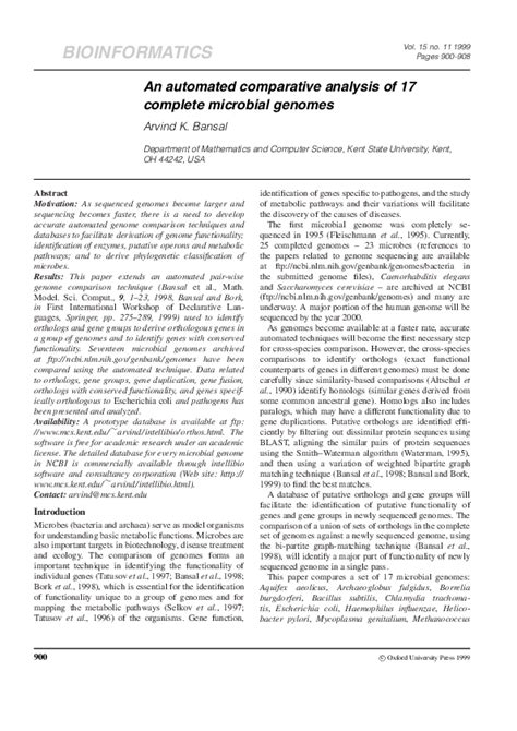 Pdf An Automated Comparative Analysis Of 17 Complete Microbial Genomes