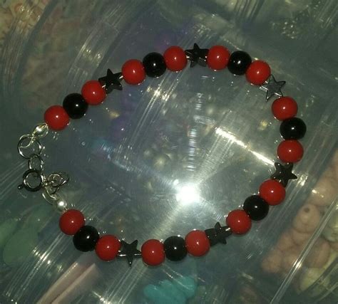 Red And Black Beads With Hemitite Stars Bracelet Red Beaded Bracelet