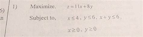Begin Array C L Text 6 And Text Maximize And Z 11 X 8 Y Text