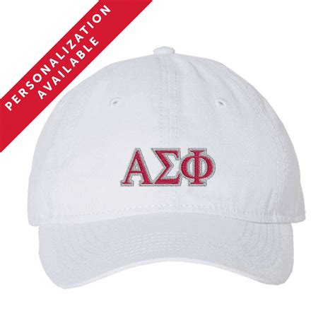 Alpha Sig Personalized White Greek Letter Adjustable Hat Alpha Sig Store