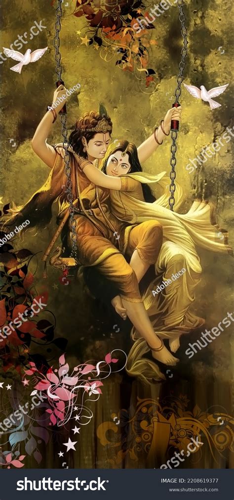 크리슈나 월 포스터 라다 크리슈나 경 스톡 일러스트 2208619377 Shutterstock