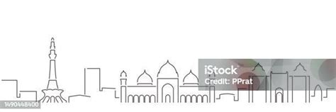 라호르 다크 라인 흰색 배경의 심플한 미니멀리스트 스카이라인 파키스탄에 대한 스톡 벡터 아트 및 기타 이미지 파키스탄 관광 라인아트 Istock