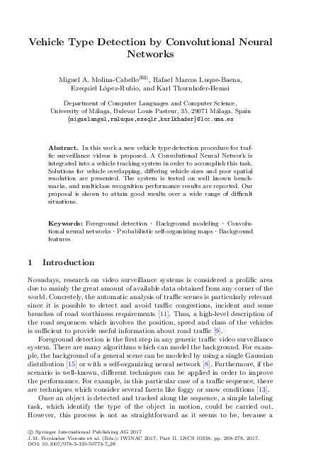 Pdf Vehicle Type Detection By Convolutional Neural Networks