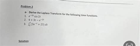 Solved A Derive The Laplace Transform For The Following Chegg