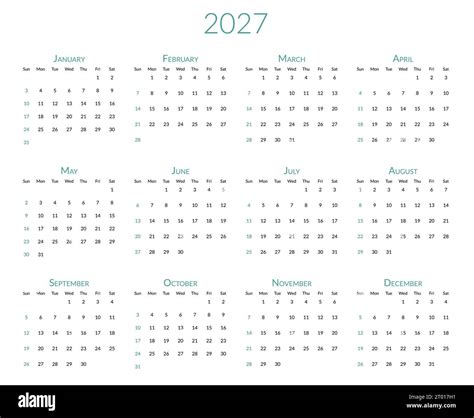 2027 Yearly Calendar