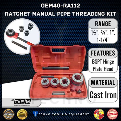Ready Stock Pipe Threader Ratchet Gi Pipe Dies Set ½” ¾” 1” 1 14