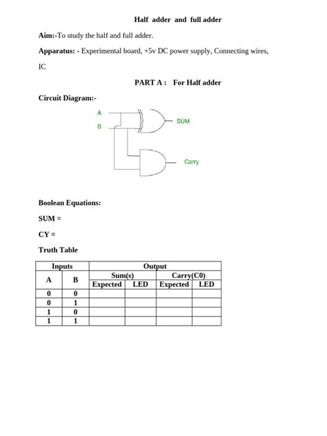 half adder and full adder pdf