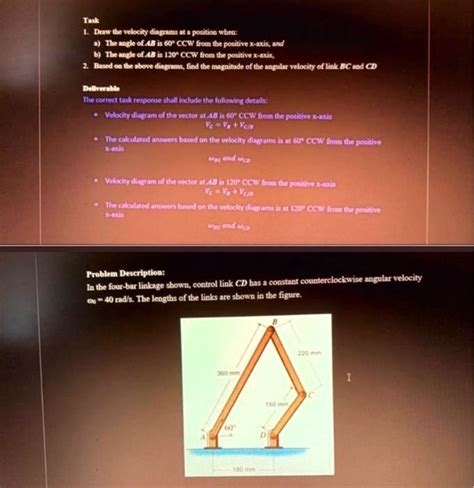 Task Draw The Velocity Diagrams At A Position When A The Angle Of AB Is CCW From The