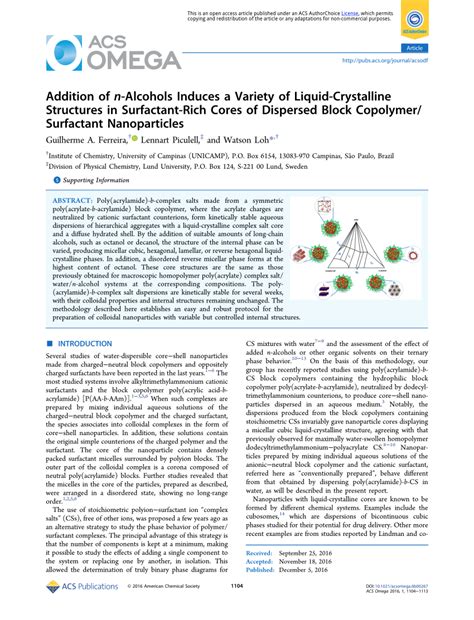 Pdf Liquid Crystalline Nanoparticles Formed By Oppositely Charged Surfactant Polyelectrolyte