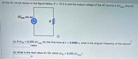 In the AC circuit shown in the figure below R Ωand the output voltage of the AC source