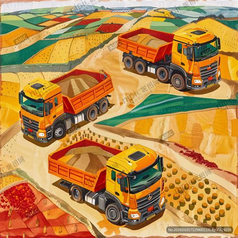 Ai创作图运粮食插画 原创耕作绘画 压路车插画 手绘工程车 工程车手绘 交通素材工程车 翻斗车素材 运粮图片 运输货车泥头车 手绘压路车 卡车插画 交通运输货物运输 马路重型卡车 运输沙石车辆