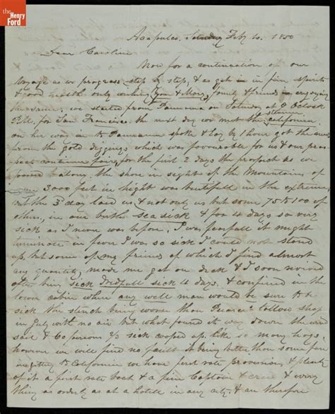 Letter By California Gold Rush Venturer Charles A Wood Written From