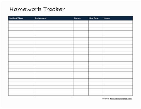 Free Assignment Tracker Templates Pdf Word Excel