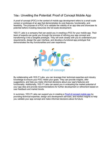 Unveiling The Potential Proof Of Concept Mobile App By Yes It Labs Issuu