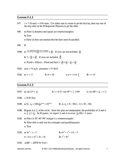 Chapter 5 Ptl Answers Pdf Trigonometric Functions Euclidean Plane Geometry
