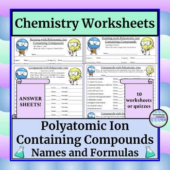 Chemistry Worksheet Compounds With Polyatomic Ions Names Formulas Key
