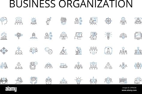Business Organization Line Icons Collection Document Folder Archive