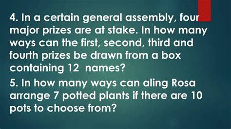 Other Permutations 1 Word Problems Involving Permutations Ppt