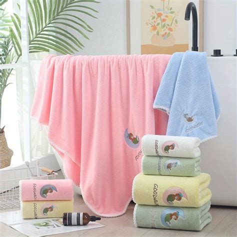 Temu｜1pc 산호 양털 문 베어 타월 초대형 및 두꺼운 흡수성 목욕 타월 가정용 속건성 페이스 타월 멀티 컬러 부드러운 플러시 원단 가정용 양털 목욕 타월