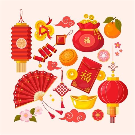 Elements Collection For Chinese New Year Celebration Premium Vector